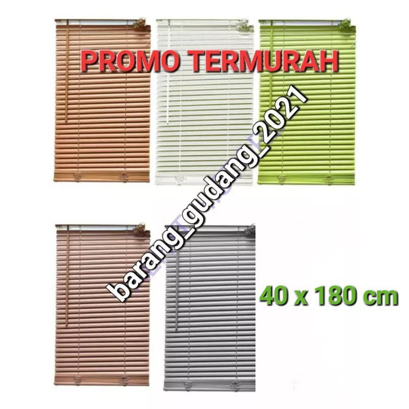 Jual tirai gulung gorden pvc blind venetian blinds 40 X 180 , warna grey , putih , coklat , pink ...