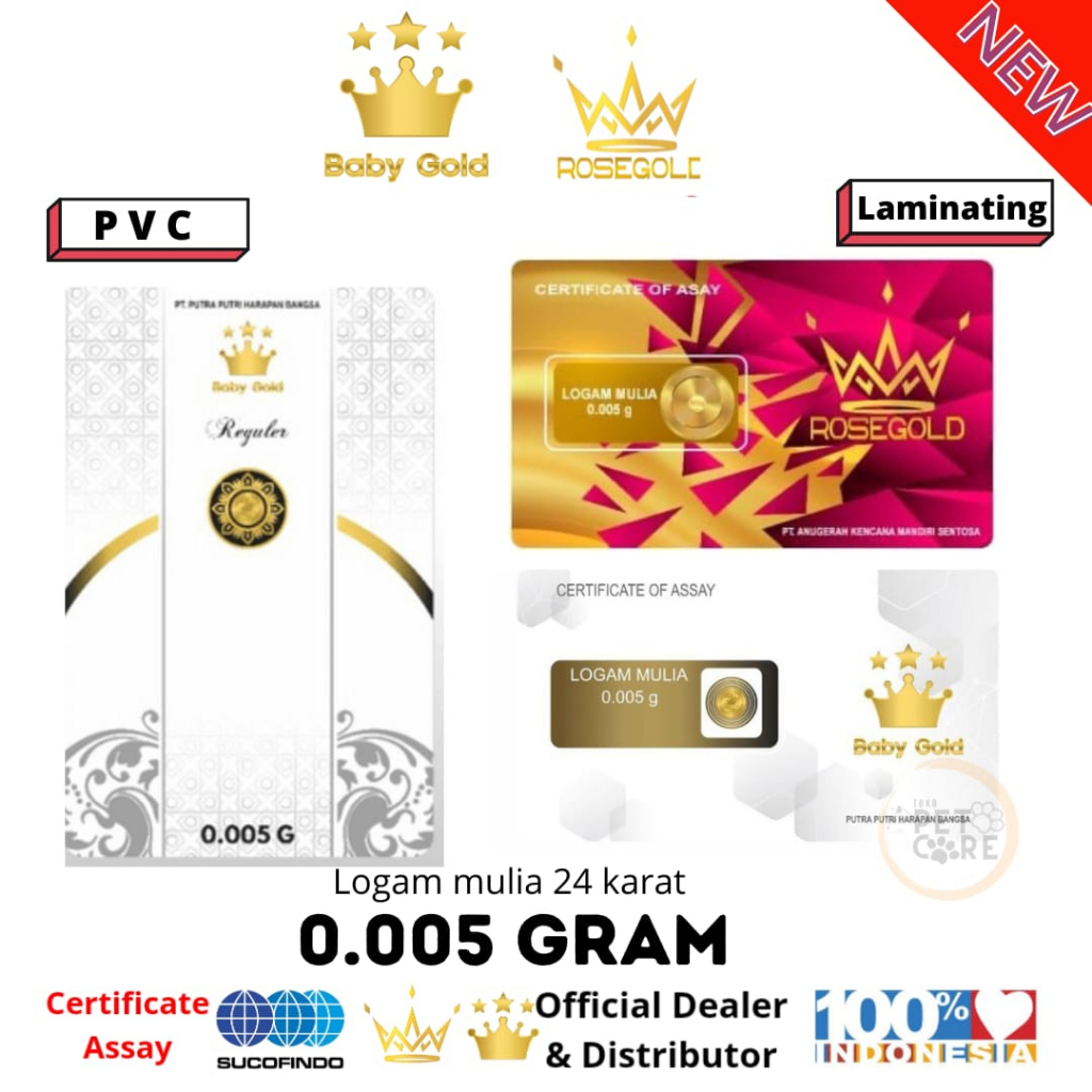 Jual BABY GOLD / ROSE GOLD Emas Murni Logam Mulia 0.005 gram | Shopee ...