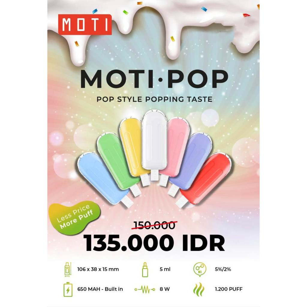 Jual MOTI POP Disposable Vape 1200 Puff | Shopee Indonesia