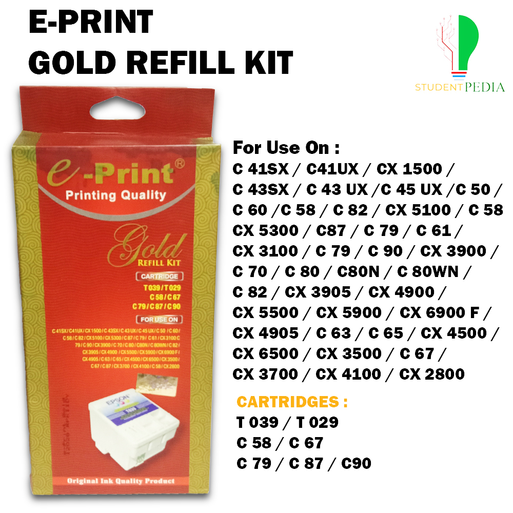 Jual e-Print Gold Refill Kit / Refill Tinta Printer for EPSON - Colour ...