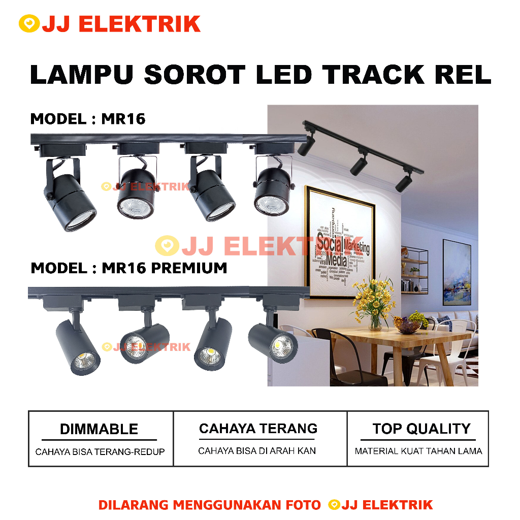 Jual Set 4 Lampu Sorot Rel Spotlight Tracklight LED Dimmer - Bisa Redup Terang & Ganti Bohlam ...