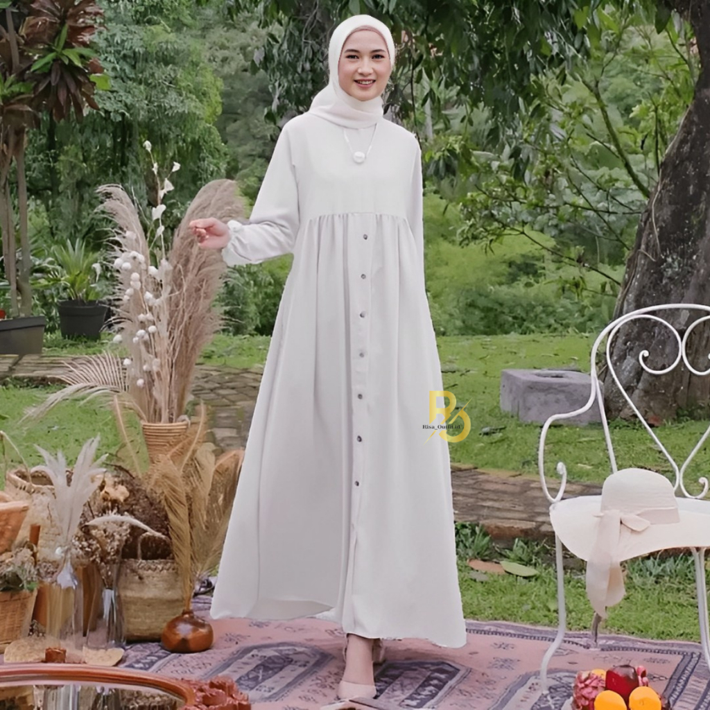 Jual Marwah Dress Gamis Putih Wanita Kekinian / Gamis Terbaru 2023 ...