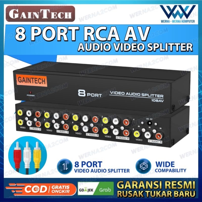 Jual GAINTECH 8 PORT RCA AUDIO VIDEO SPLITTER FOR TV DVD SPEAKER 108AV ...