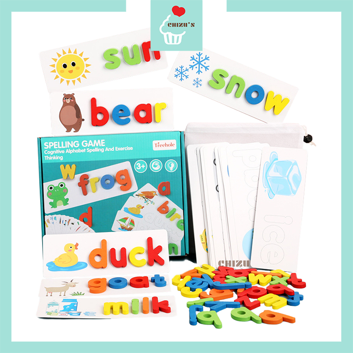 Jual Spelling Game SET | Puzzle Balok Kayu Belajar Mengeja Membaca Kata ...