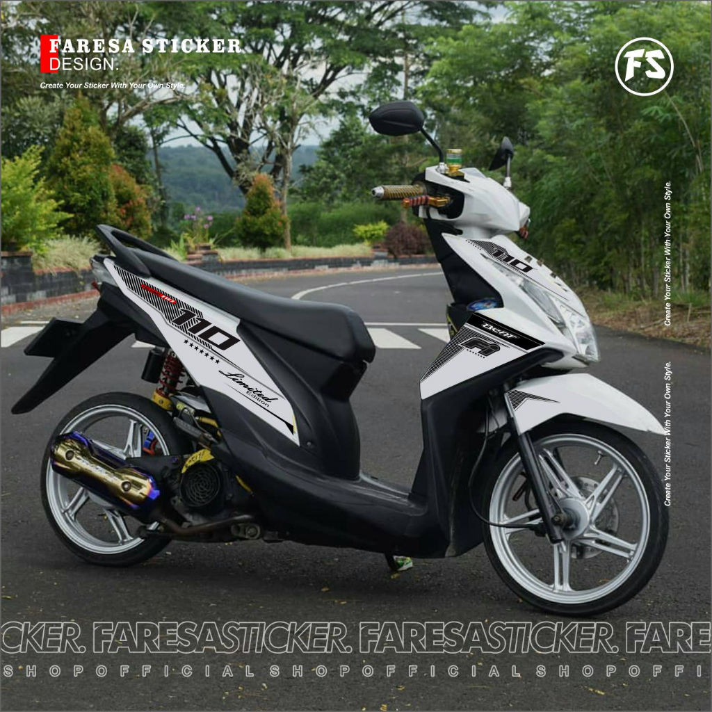 Jual F7 Striping HONDA BEAT FI variasi | Dasar PUTIH, Sticker BEAT 2012-2016 |Sticker printing ...