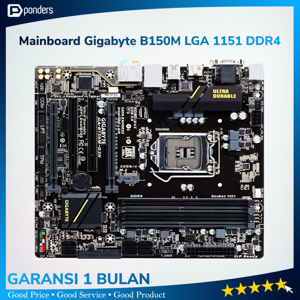 Jual Mainboard Intel Gigabyte B150 LGA 1151 DDR4 Support Gen6-7 ...