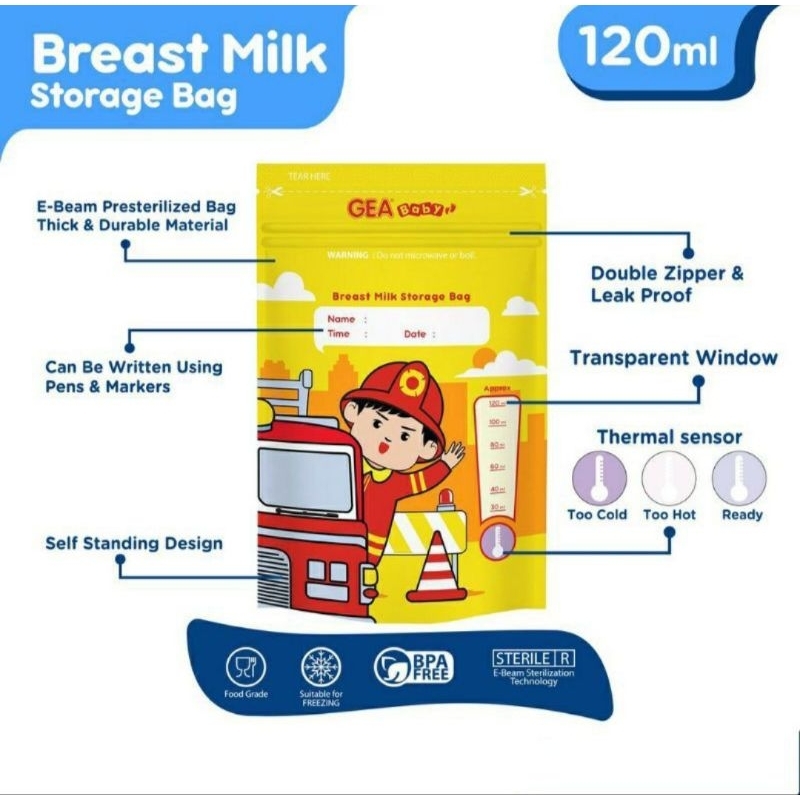 Jual Kantong Asi GeaBaby Plastik Asip 120 Breastmilk Storage Bag 120ml ...