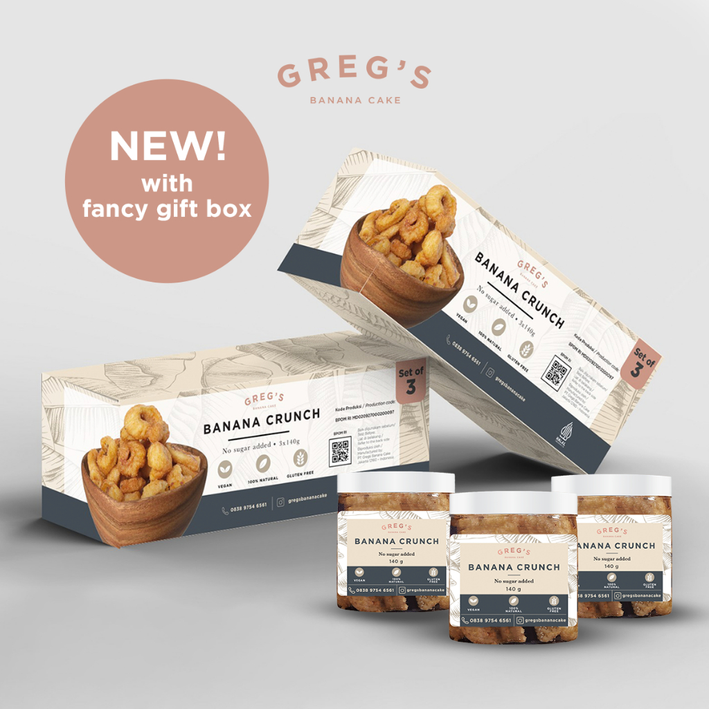 Jual Set/3 jars Greg’s Banana Crunch 140gr | Shopee Indonesia