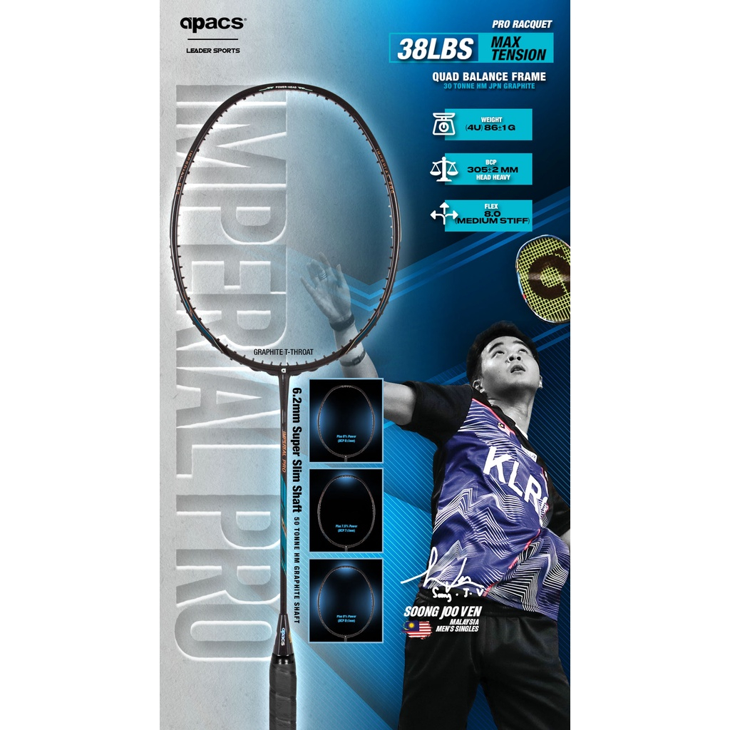 Jual Raket Badminton Apacs Imperial Pro Power Full Extra Head Heavy ...