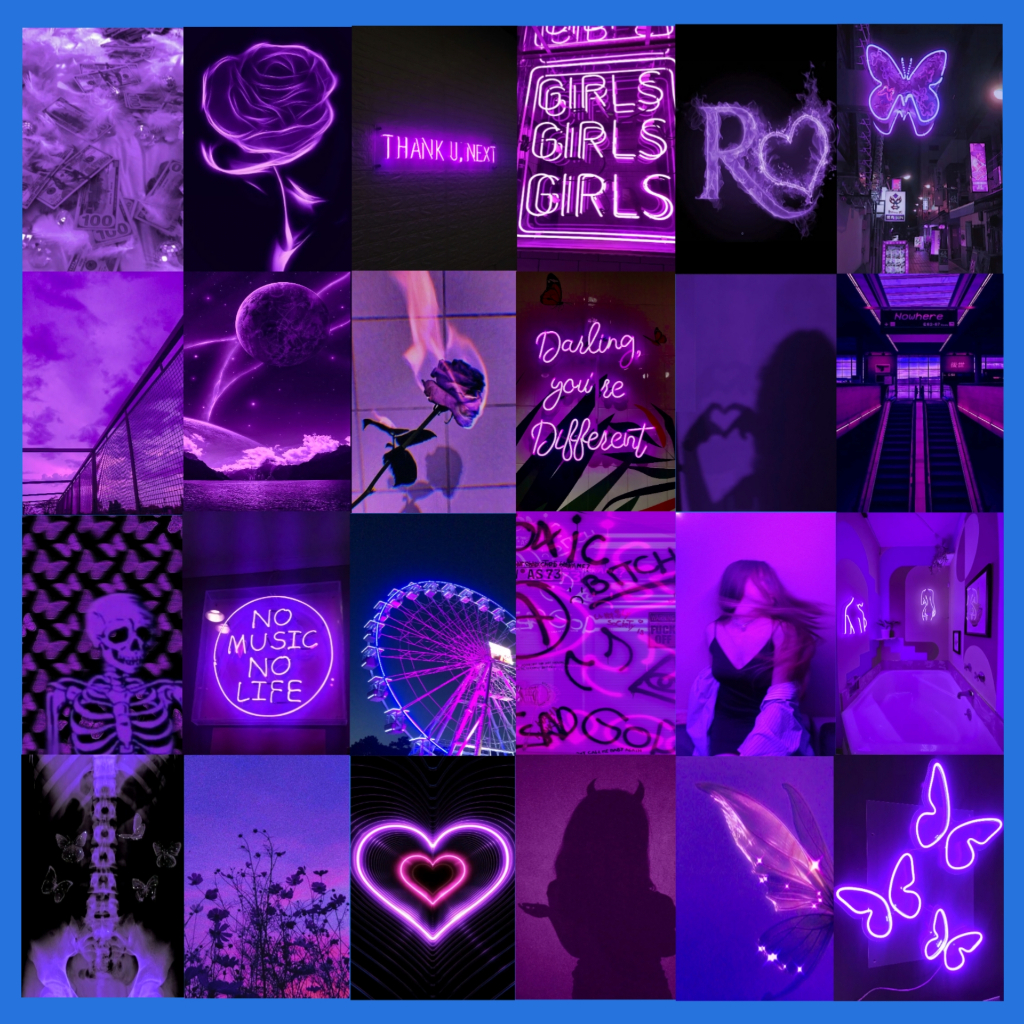 Jual Poster Dinding Aesthetic Tema Neon Purple A4 A5 A6 Poster Murah ...