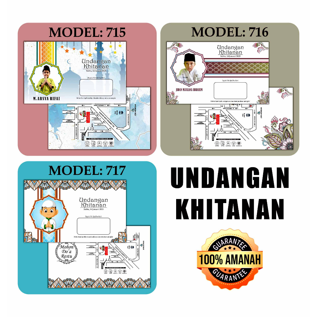 Jual Undangan Sunatan, Khitanan Model Elegan SR,715-717 | Shopee Indonesia
