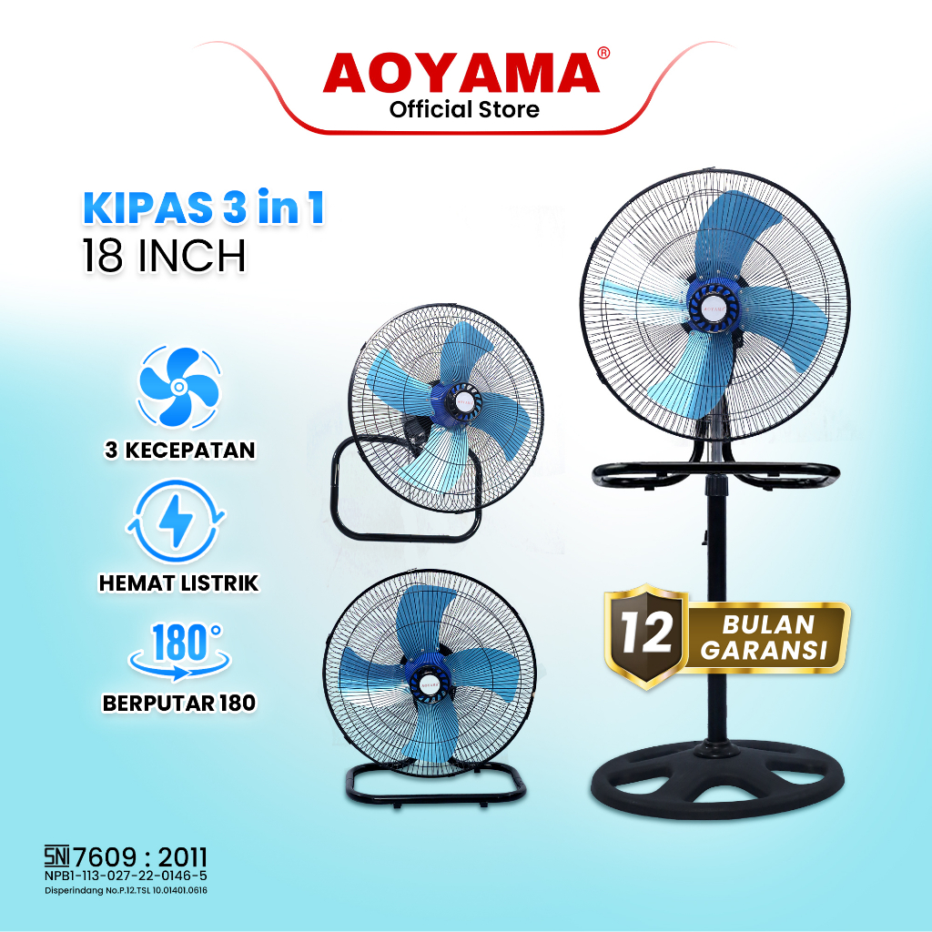 Jual KIPAS ANGIN 3IN1 BESI AOYAMA 18"INCH 3IN1|KIPAS BESI | KIPAS KUAT ...