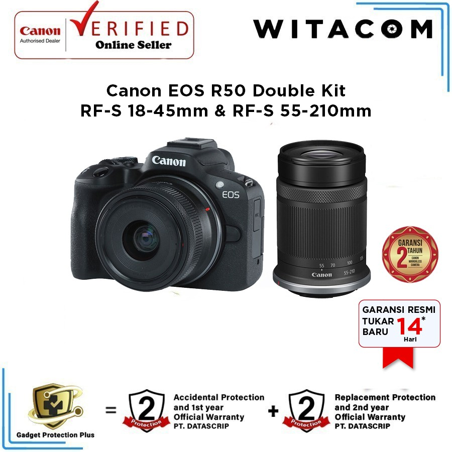 Jual Canon EOS R50 / EOS R 50 Double Kit RF-S 18-45mm & RF-S 55-210mm ...