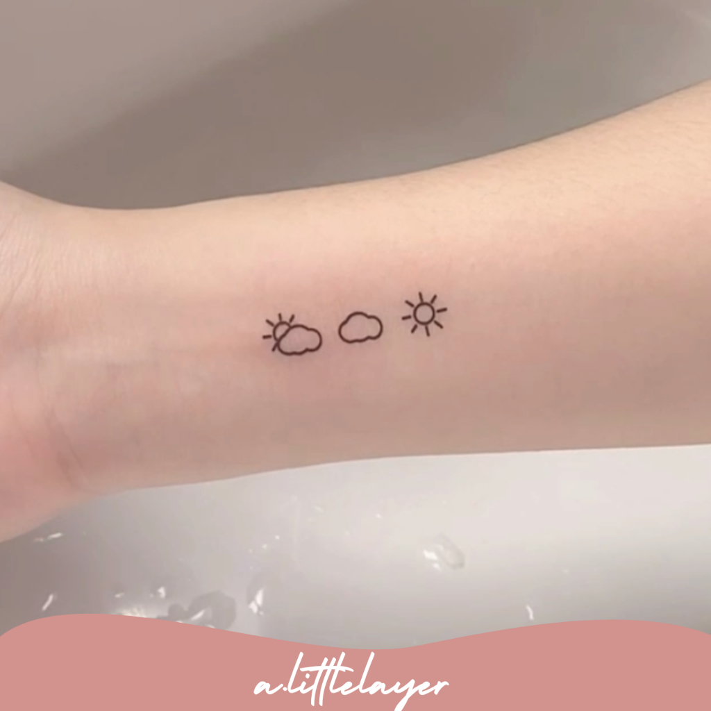 Jual K Tattoo Temporary sun and moon tattoo love heart tattoo small ...