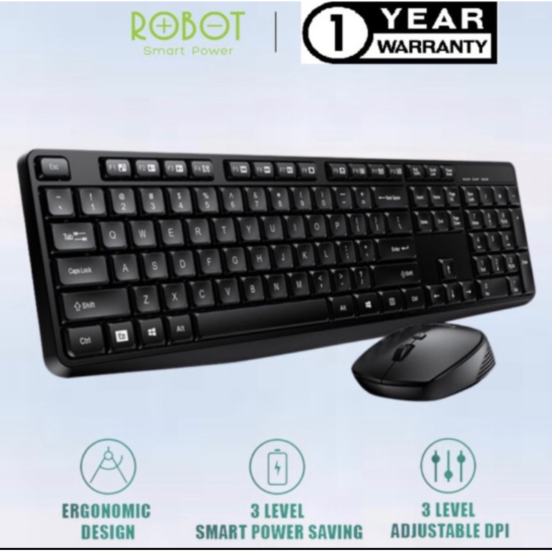 Jual Combo Wireless Keyboard Mouse Multimedia Robot KM3100 | Shopee ...