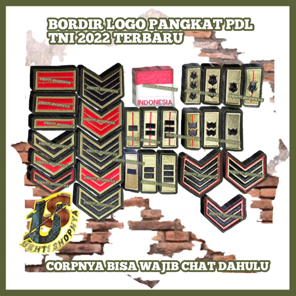 Jual Akribut Bordir Tanda Jabatan TNI AD 2023 Full Benang Pangkat Aksesoris Fashion Set Pakaian ...