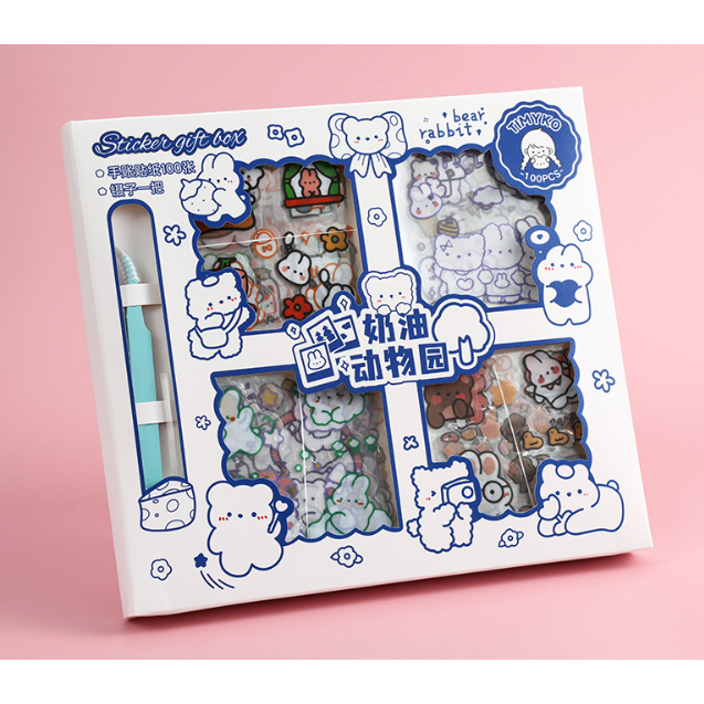 Jual Timyko Sticker Gift Box Bonus Pinset Tweezer / Stiker PET PVC 100 ...