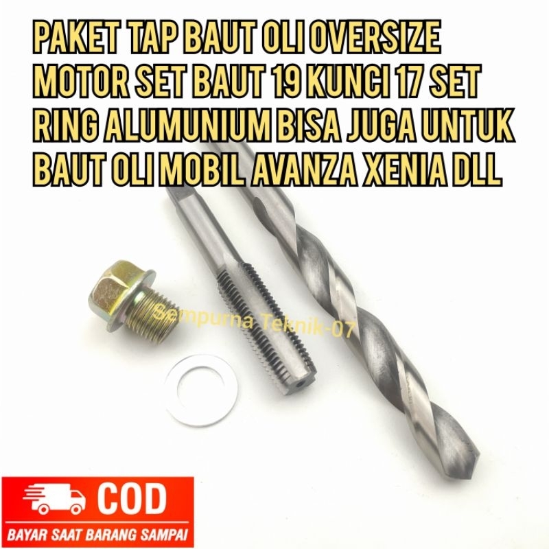 Jual Paket tap baut oli oversize motor Set baut 19 kunci 17 set ring ...