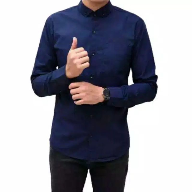 Jual Kemeja cowok polos Lengan Panjang/ Hem Polos Slimfit Casual Kerja ...
