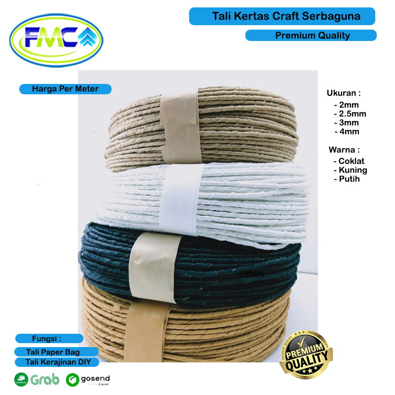 Jual Tali Kertas Paperbag Craft Rope Warna Tali Kraft Peper Bag Ulir ...