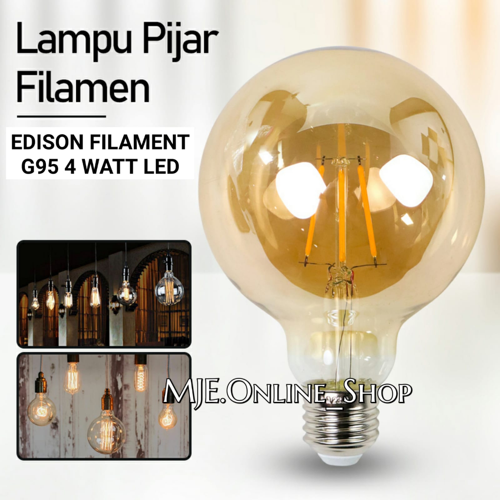 Jual LAMPU LED FILAMEN EDISON BULAT G95 4 WATT FITTING E27 / LAMPU ...