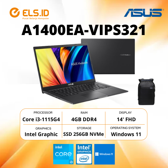 Jual Asus VivoBook 14 A1400EA i3 1115G4 4GB SSD 256GB 14' FHD W11+OHS ...