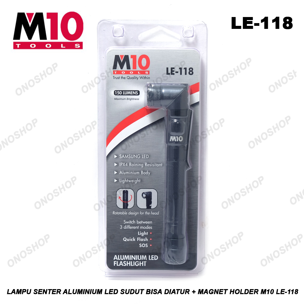 Jual Lampu Senter Aluminium Led Sudut Adjustable + Magnet Holder M10 LE ...