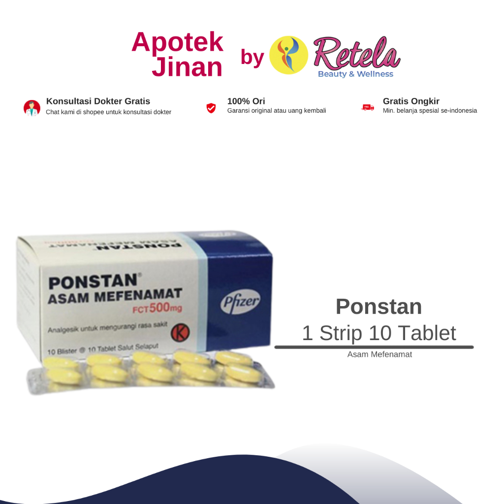 Jual PONSTAN 500MG 1 STRIP 10 TABLET | Shopee Indonesia