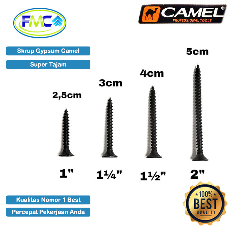 Jual Skrup Gypsum 2cm 3cm 4cm 5cm Camel Original Per 50 pcs Sekrup Gipsum Plafon Baut List GRC ...