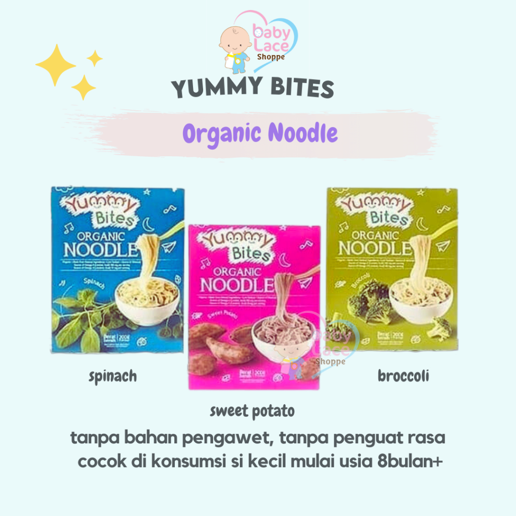 Jual Yummy Bites Organic Noodle / Mie MPASI Organik Bayi 200gr | Shopee ...