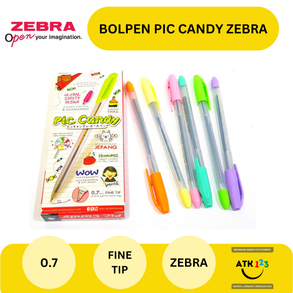 Jual Ballpoint / Bolpen / Pulpen Merk Zebra Pic Candy Fine Tip 0.7 ...