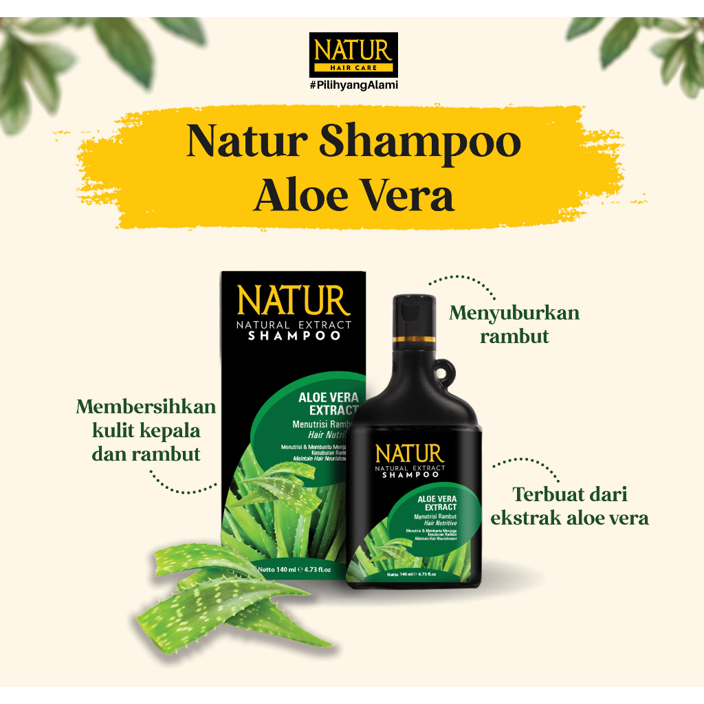 Jual Natur Shampoo Aloe Vera 80 ml - 140 ml - 270 ml - Untuk Menyuburkan dan Melebatkan Rambut ...
