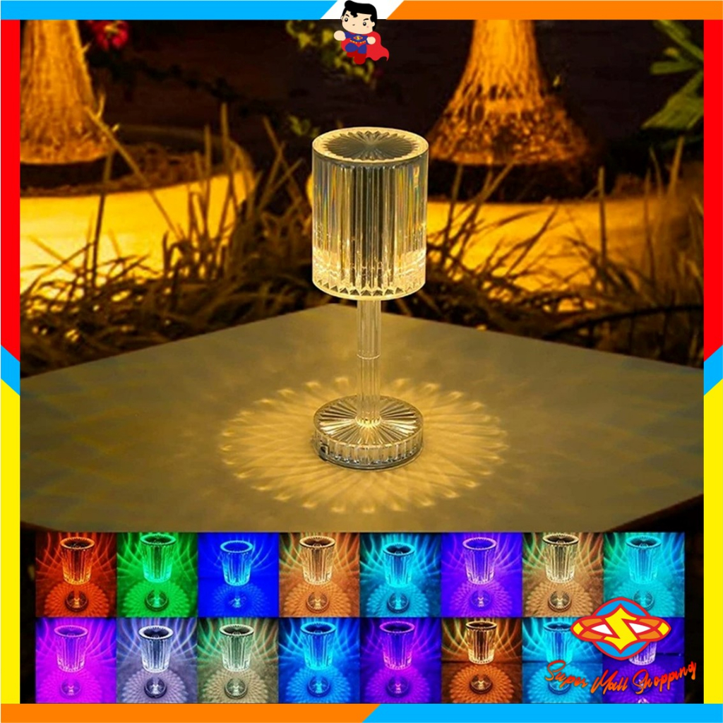 Jual SMS LAMPU MEJA Aesthetic KRISTAL ACRYLIC Korea RAINBOW 16 WARNA ...