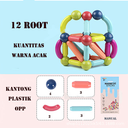 Jual Magnetic Stick Block Mainan Magnet Anak Magnet Stick Bola Blok ...