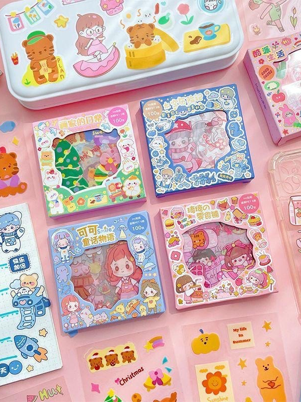 Jual Stiker Box Kecil Isi 100 Pcs - Stiker Lucu Motif Random | Stiker ...