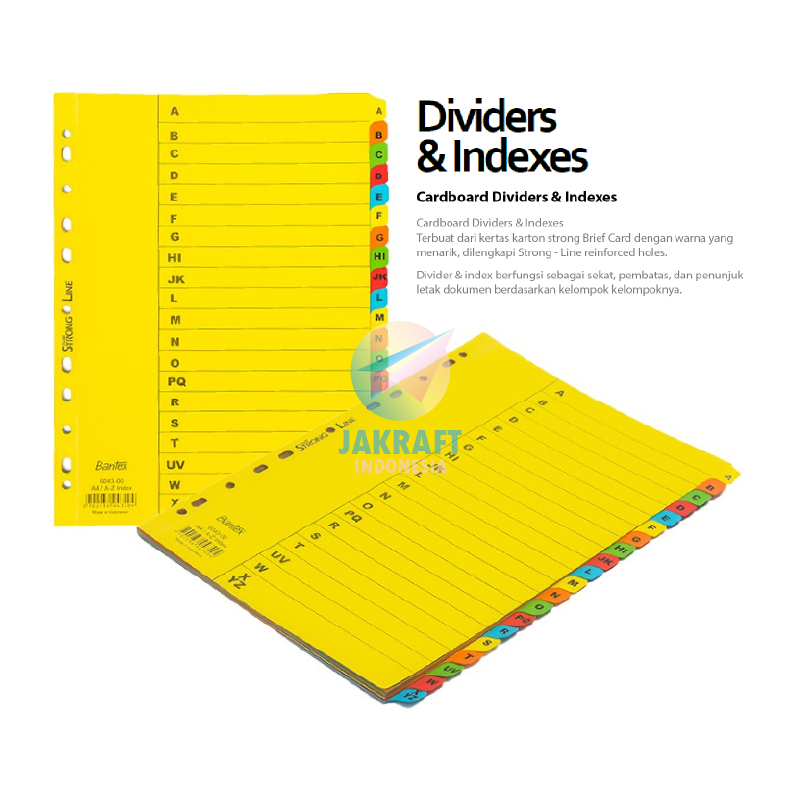 Jual (1 Set) Divider Pembatas Kertas Dokumen Binder Ordner BANTEX 6043 ...