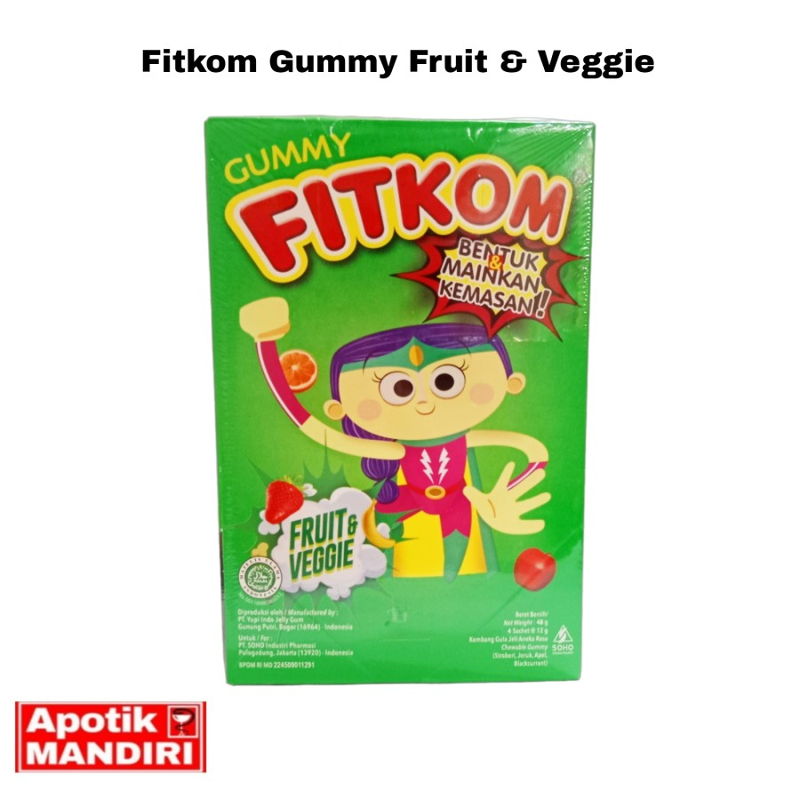 Jual FITKOM GUMMY FRUIT AND VEGGIE TABLET KUNYAH 48GR | Shopee Indonesia