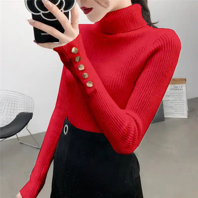 Jual Gloryshop88 Baju Rajut Button Turtle Neck Knit Premium / INNER ...