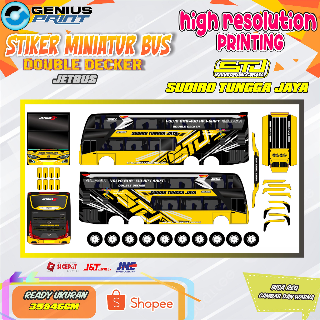 Jual Stiker A3 Miniatur Bus Double Decker JB3 Livery Gunug Harta ...