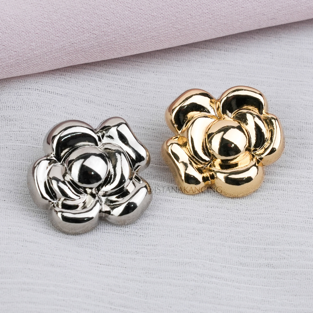 Jual Kancing Jamur Unik Leilani Flower 20mm Kancing Bunga Gold Silver ...