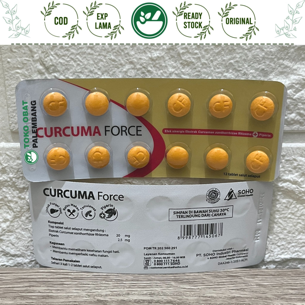 Jual CURCUMA FORCE 12TABS OBAT FUNGSI HATI DAN PENAMBAH NAFSU MAKAN ...