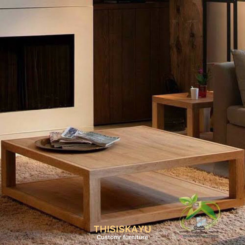 Jual MEJA TV MINIMALIS KAYU JATI SOLID GAYA JEPANG MEJA TAMU PERSEGI ...