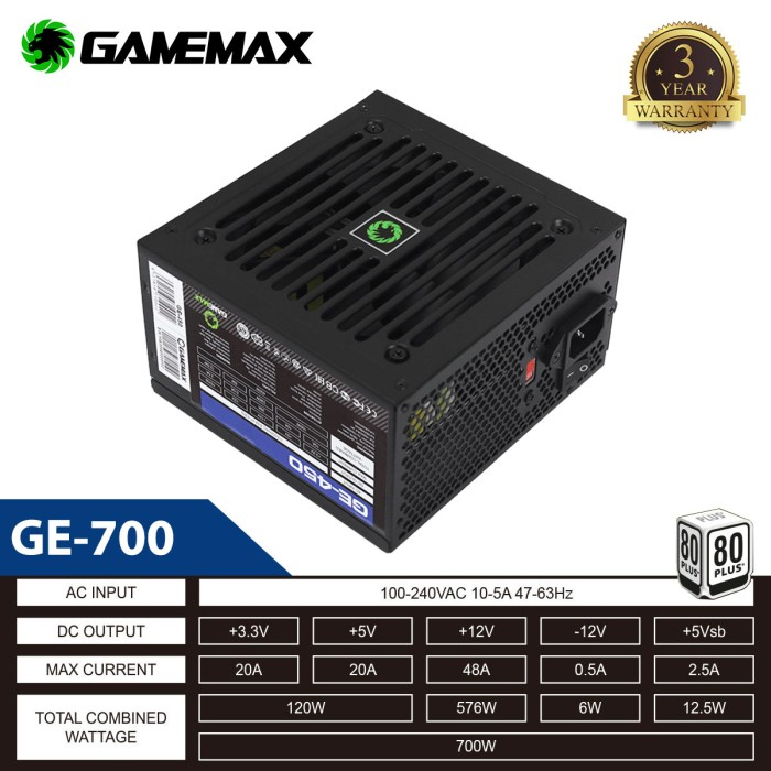 Jual Power Supply Gamemax GE-700 80Plus Value Gaming - PSU 700Watt | Shopee Indonesia