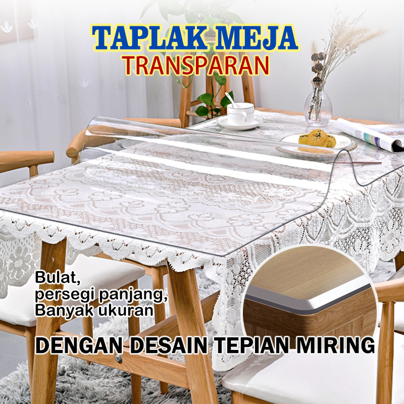 Jual Taplak Meja Bening Transparan Bahan Mika Plastik Taplak Meja Makan PVC Transparan BISA ...