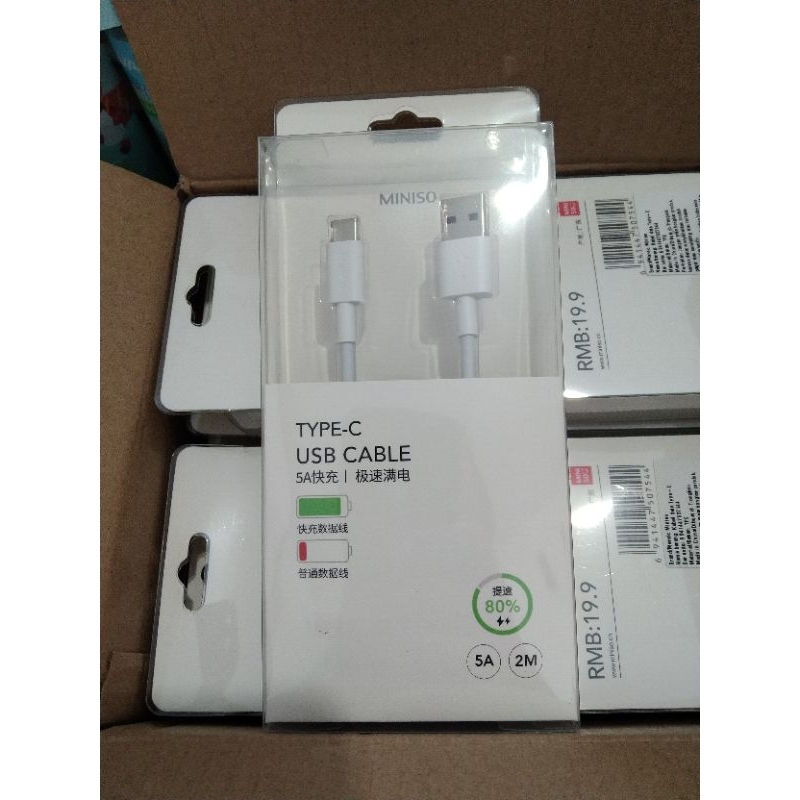 Jual Miniso Kabel Data Type-C 5A 2 Meter 200CM Quick Charging Original ...
