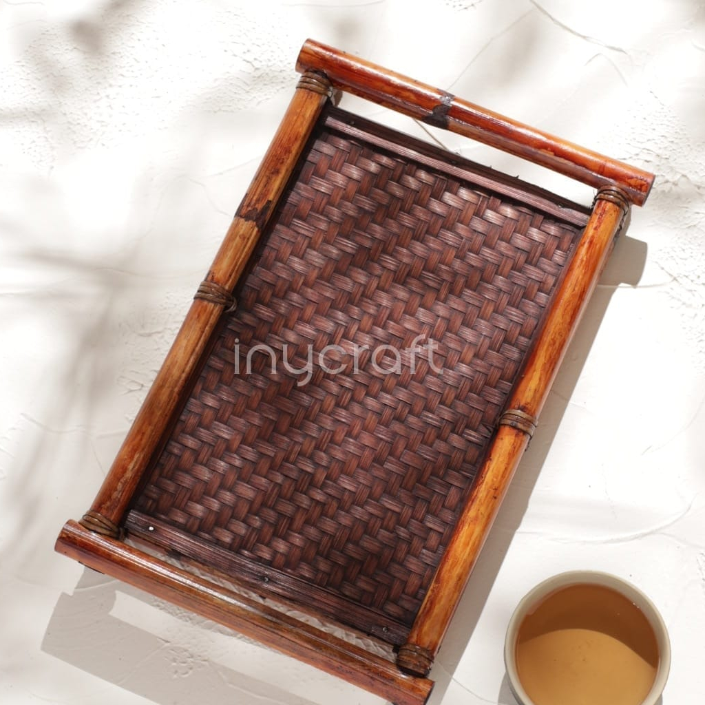 Jual Tray rotan bambu/ nampan rotan bambu/ ukuran 28x18cm | Shopee ...