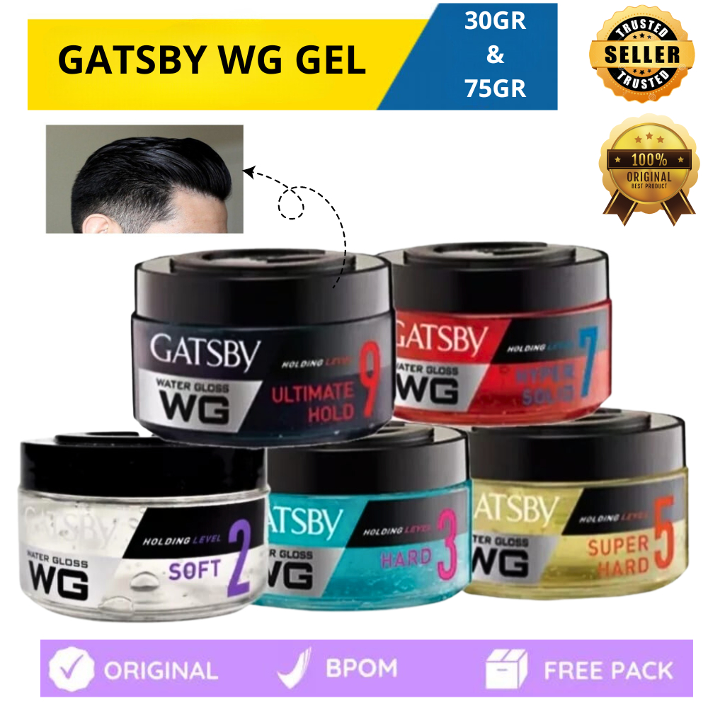 Jual Gatsby Wg Gel ORIGINAL/ BPOM Gatsby Water Gloss Gel Rambut WG 75gr ...