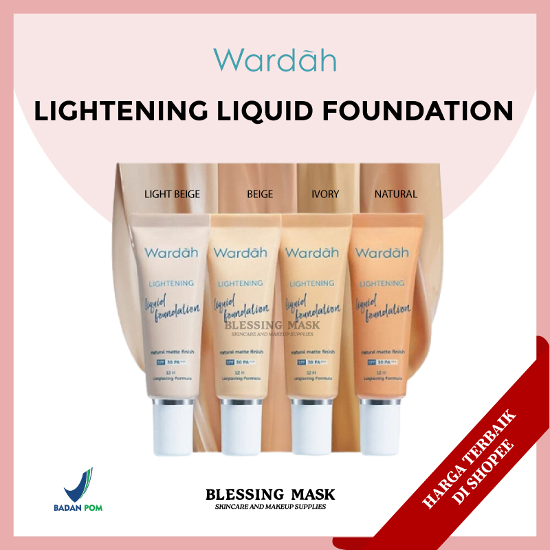 Jual Wardah Lightening Liquid Foundation SPF 30PA+++ | 25mL | 6mL | Shopee Indonesia