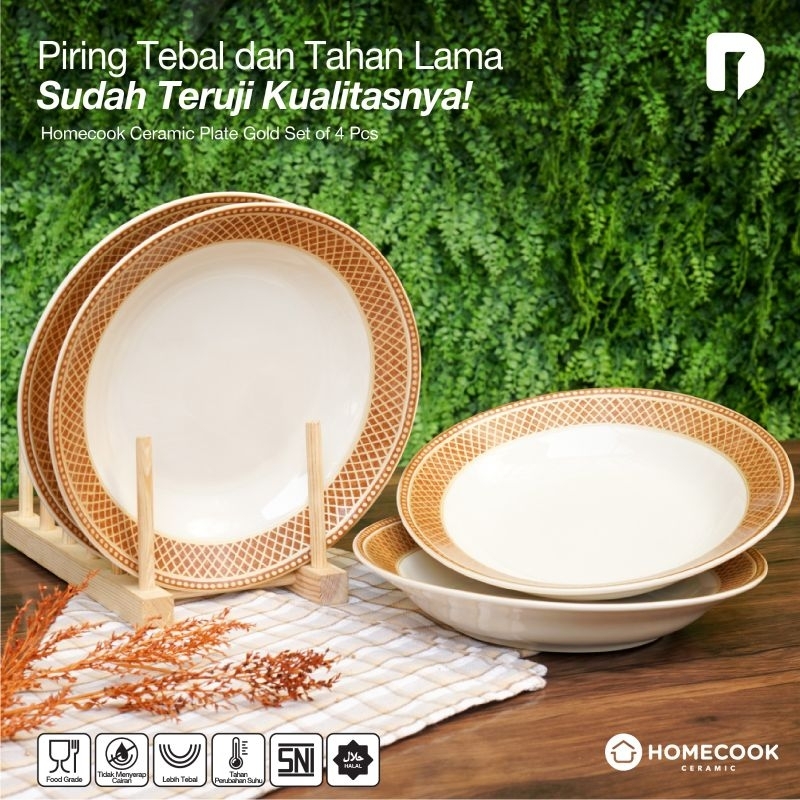 Jual Piring Makan Homecook Ceramic Plate Set of 4pcs | Shopee Indonesia