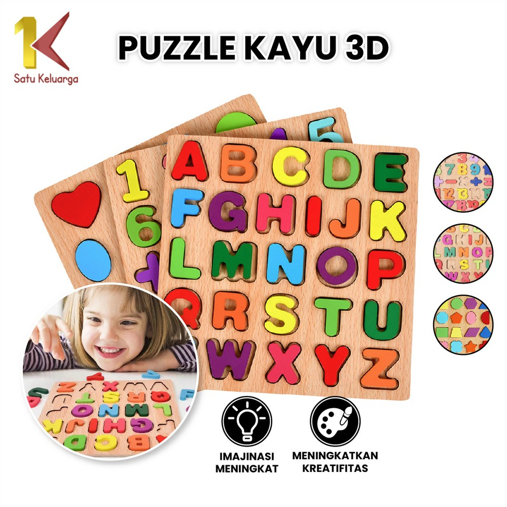 Jual Satu Keluarga Mainan Edukasi Anak Puzzle Kayu 3D M313 Mainan Kayu ...
